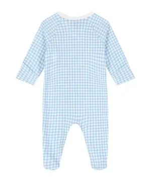 Polo Ralph Lauren Gingham Plaid Footed Jumpsuit And Hat Set