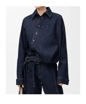 Loewe Draped Denim Shirt With Engraved D-rings