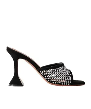 Amina Muaddi Crystal Embellished Mesh Mules