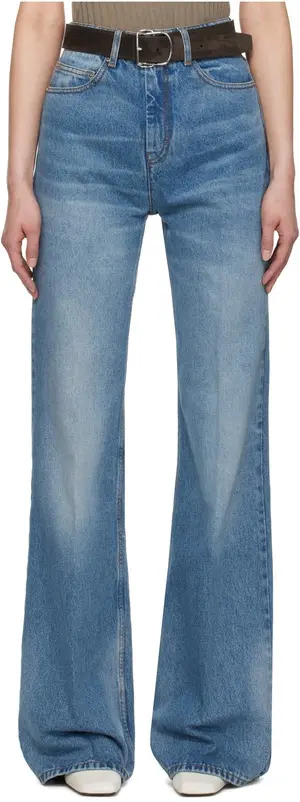 AMI Paris Flared Fit Jeans With Logo Patch - Blue