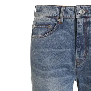 AMI Paris Flared Fit Jeans With Logo Patch - Blue