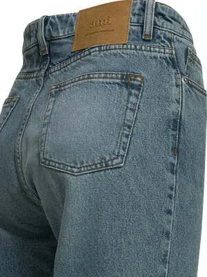 AMI Paris Flared Fit Jeans With Logo Patch - Blue