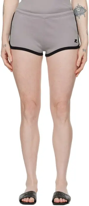 COURREGES Contrast Trim Mini Shorts - Gray