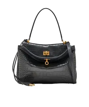 Balenciaga Small Rodeo Crocodile-embossed Shoulder Bag