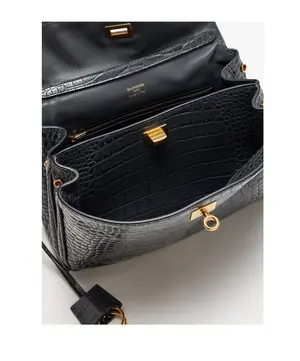 Balenciaga Small Rodeo Crocodile-embossed Shoulder Bag