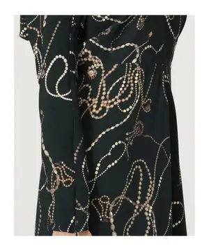 Victoria Beckham Long Sleeve Chain Print Midi Dress