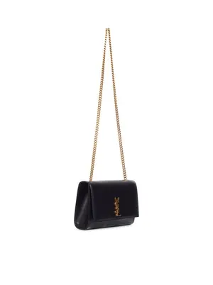 Saint Laurent Kate Logo Plaque Shoulder Bag - Black