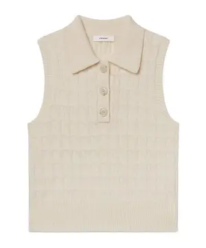 FRAME Cable Knit Polo Vest - No