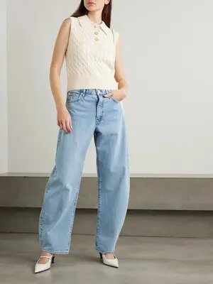 FRAME Cable Knit Polo Vest