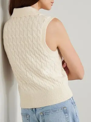 FRAME Cable Knit Polo Vest