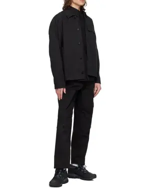 Stone Island Logo Patch Collared Shirt Jacket - Black