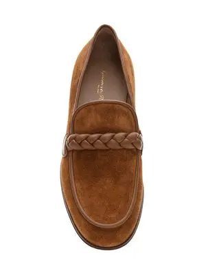 GIANVITO ROSSI Massimo Braided Suede Loafers - Brown