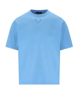 Prada Short-sleeved Crewneck T-shirt - Light Blue
