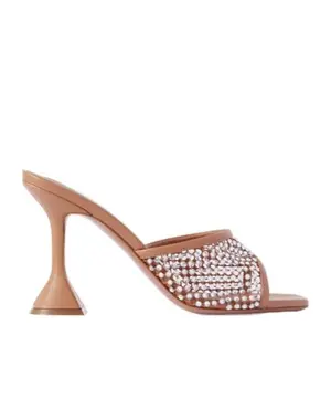 Amina Muaddi Crystal Embellished Mesh Mules
