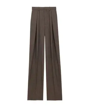Saint Laurent Wide-leg Herringbone Wool Trousers