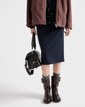 Prada Jersey Skirt With Drawstring Waist And Zipper Pockets
