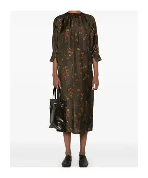 UMA WANG Printed Round Neck Maxi Dress