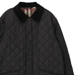 Burberry Quilted Long-sleeve Jacket With Classic Collar - Black