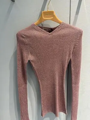Miu Miu Lurex-detailed V-neck Jumper - No