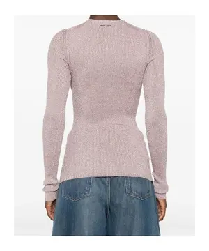 Miu Miu Lurex-detailed V-neck Jumper - No