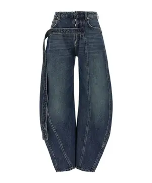 JEAN PAUL GAULTIER Blue Denim Strap Jeans - Black