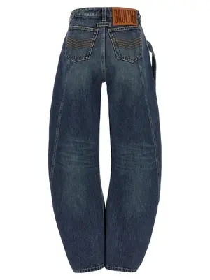 JEAN PAUL GAULTIER Blue Denim Strap Jeans - Black