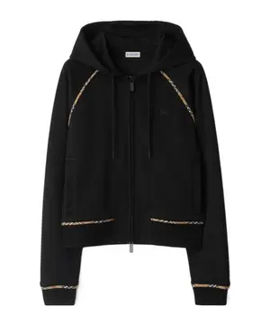 Burberry Zip-up Drawstring Hoodie With Equestrian Knight Design - Black