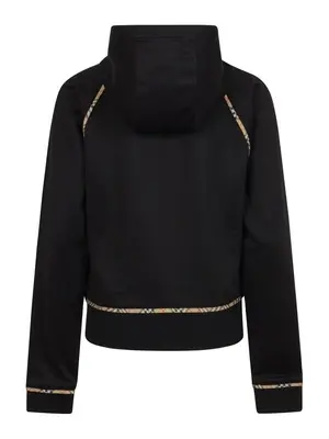 Burberry Zip-up Drawstring Hoodie With Equestrian Knight Design - Black