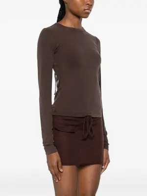 AYA MUSE Ribbed Crew Neck Long Sleeve Sweater - Black