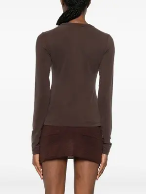AYA MUSE Ribbed Crew Neck Long Sleeve Sweater - Black