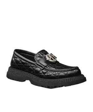 Dior Logo Plaque Slip-on Loafers - Black