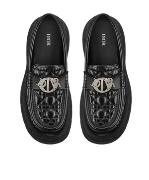 Dior Logo Plaque Slip-on Loafers - Black
