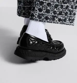Dior Logo Plaque Slip-on Loafers - Black