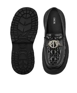Dior Logo Plaque Slip-on Loafers - Black