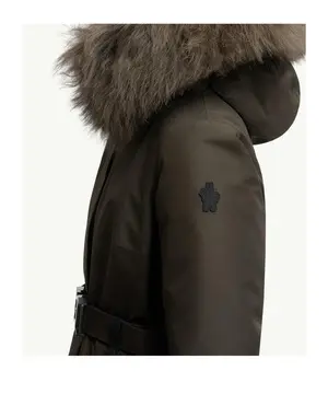 Moncler Laplance Belted Down Jacket With Fur Hood