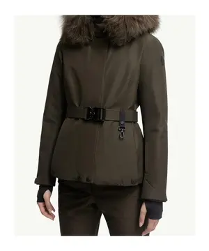 Moncler Laplance Belted Down Jacket With Fur Hood