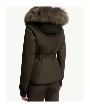Moncler Laplance Belted Down Jacket With Fur Hood
