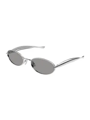 Bottega Veneta Oval Frame Sunglasses - Silver