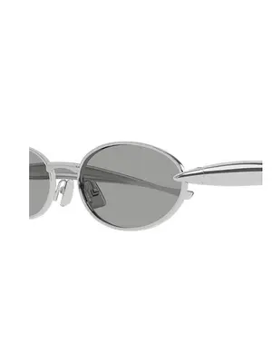 Bottega Veneta Oval Frame Sunglasses - Silver