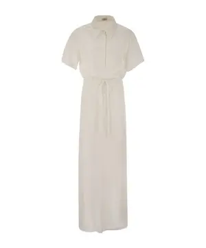 Brunello Cucinelli Maxi Dress With Drawstring Waist - White