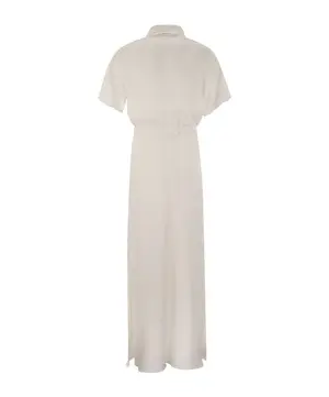 Brunello Cucinelli Maxi Dress With Drawstring Waist - White