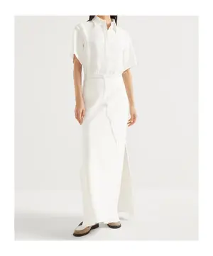 Brunello Cucinelli Maxi Dress With Drawstring Waist - White