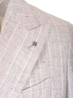 Tagliatore Double-breasted Striped Blazer - White