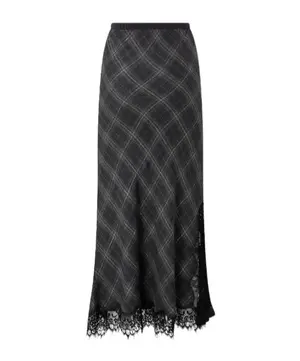 Pinko Lace-detailed Checked Long Skirt