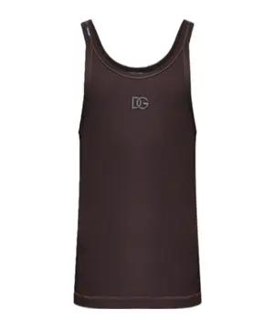 Dolce & Gabbana Logo-embroidered Ribbed Tank Top - Black