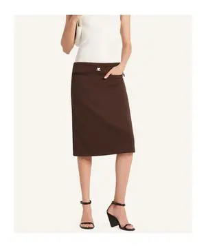 COURREGES Interlock Tracksuit Midi Skirt With Logo Detail - Chocolate