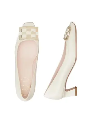 ROGER VIVIER Trompette Pumps In Leather - Cream