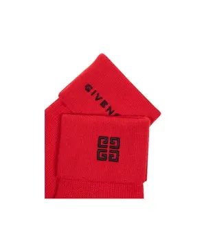 Givenchy Knitted Rib Gloves With Logo Detail - Red