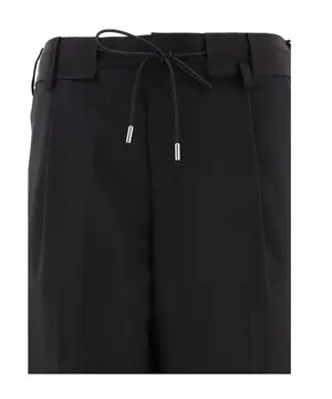 Sacai Drawstring Mid-rise Tapered Trousers - Black