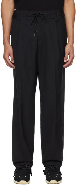 Sacai Drawstring Mid-rise Tapered Trousers - Black